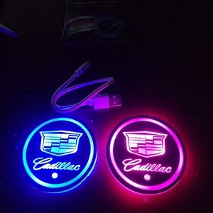 Other | 2 Cadillac Led Color Changing Usb Charged Car Cupholder ...